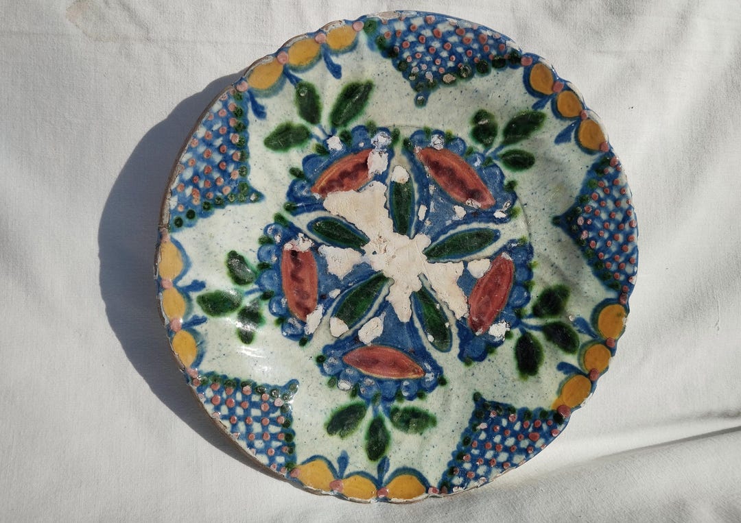 Antique Traditional Hungary Clay Plate, Folk Pottery, Antique Peasant ...