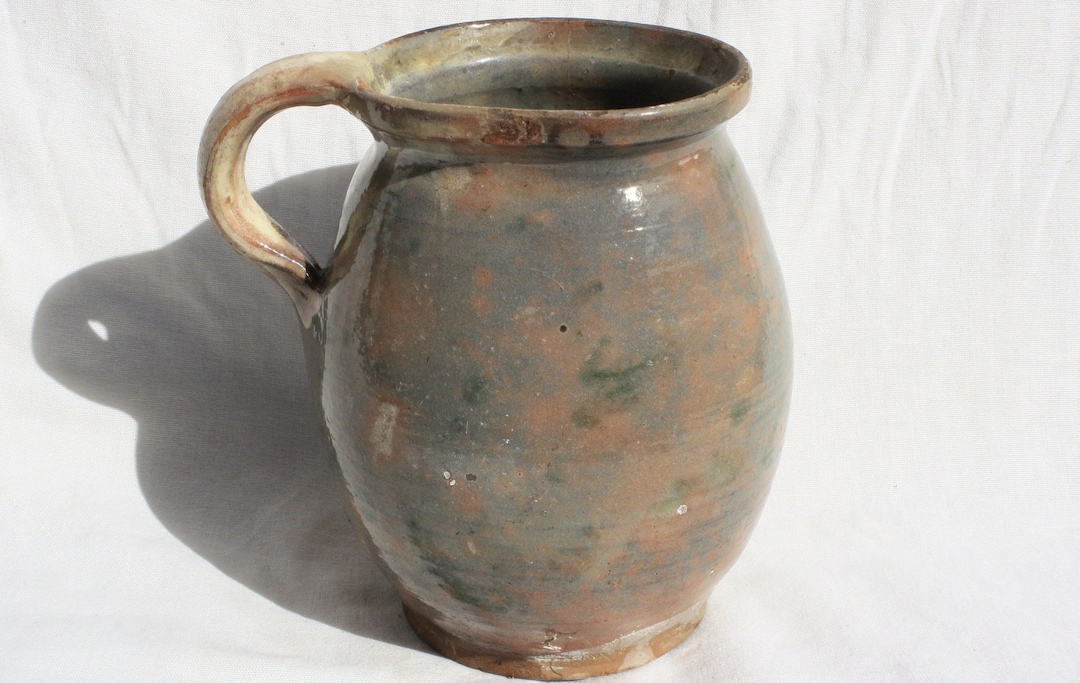 Traditional Antique Flown Glazed Pitcher, Hungarian Folk Pottery - Etsy