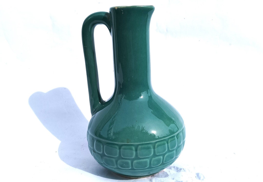 Traditional Hungarian Folk Ceramic Water Flask: Green Glaze, 1970s - Etsy