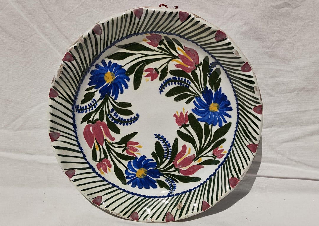 Antique Traditional Hungary Clay Plate, Folk Pottery, Antique Peasant ...