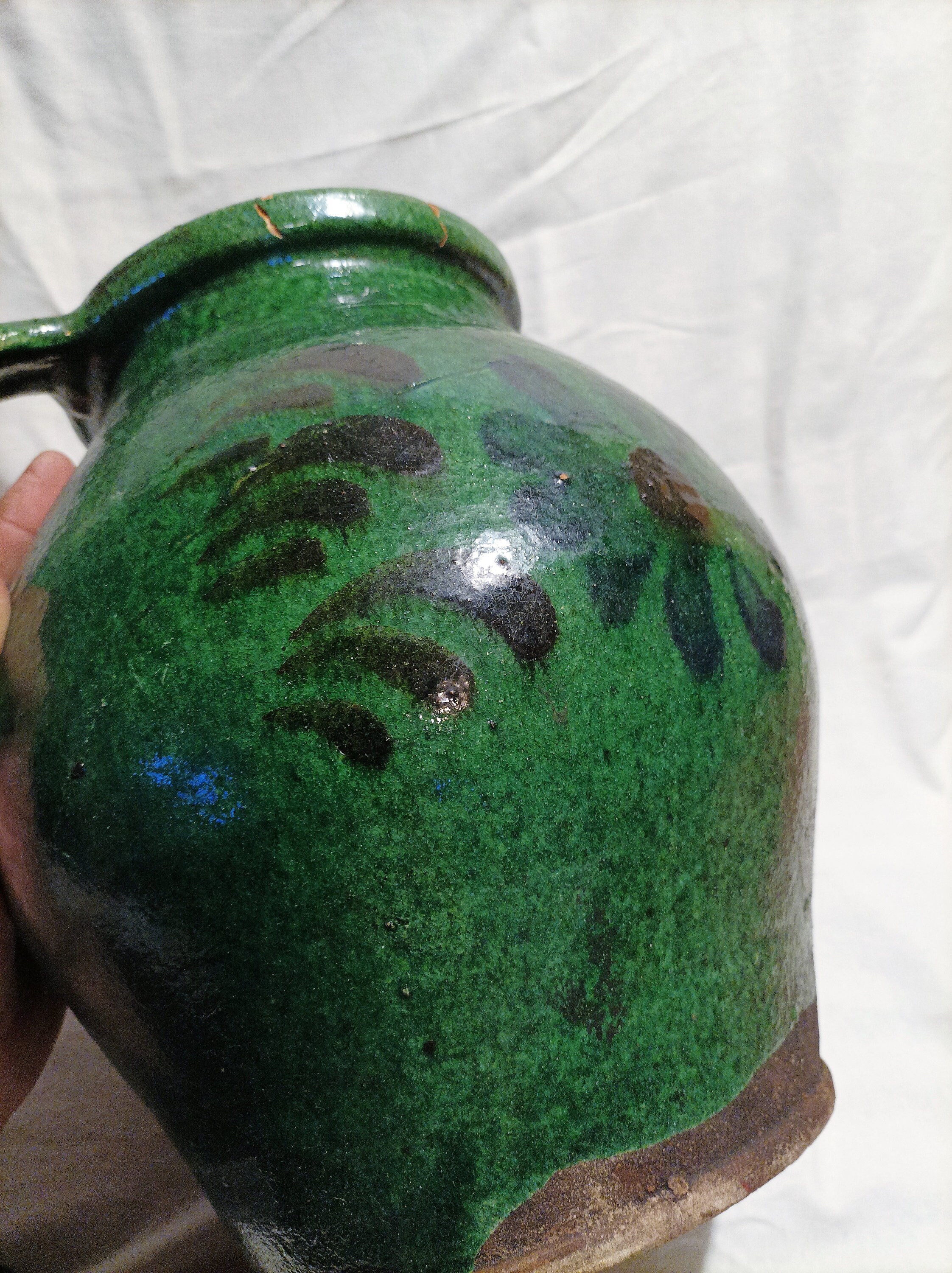Antique Huge Green Glazed Jug Pot Traditional Folk Stoneware - Etsy