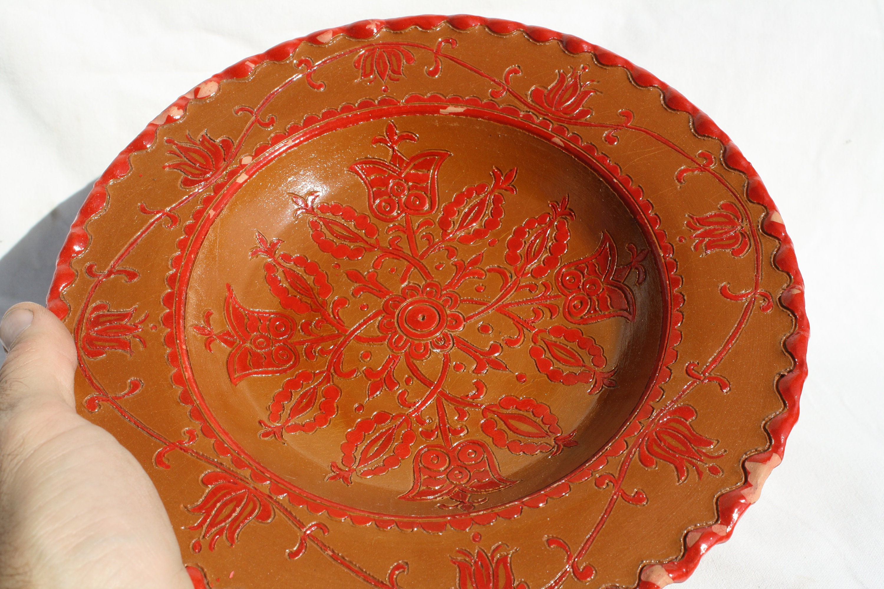 Antique Traditional Clay Plate Redware Folk Transiylvania - Etsy