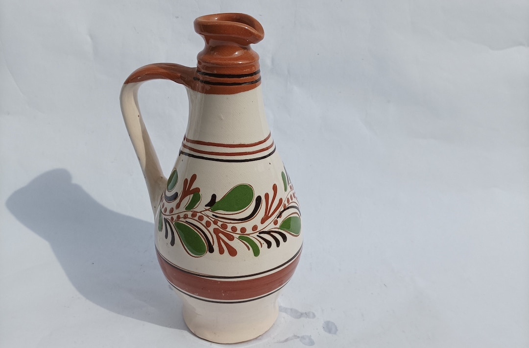Traditional Hungarian Folk Ceramic Water Flask Bottle, Hungarian Folk ...