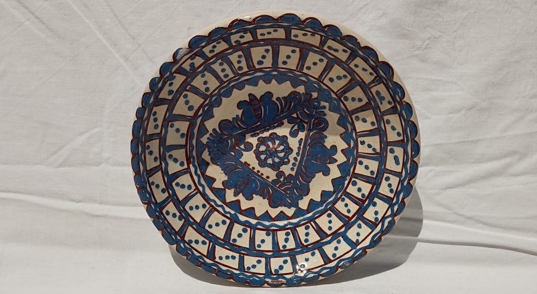 Antique Traditional Hungary Clay Plate, Folk Pottery, Antique Peasant ...
