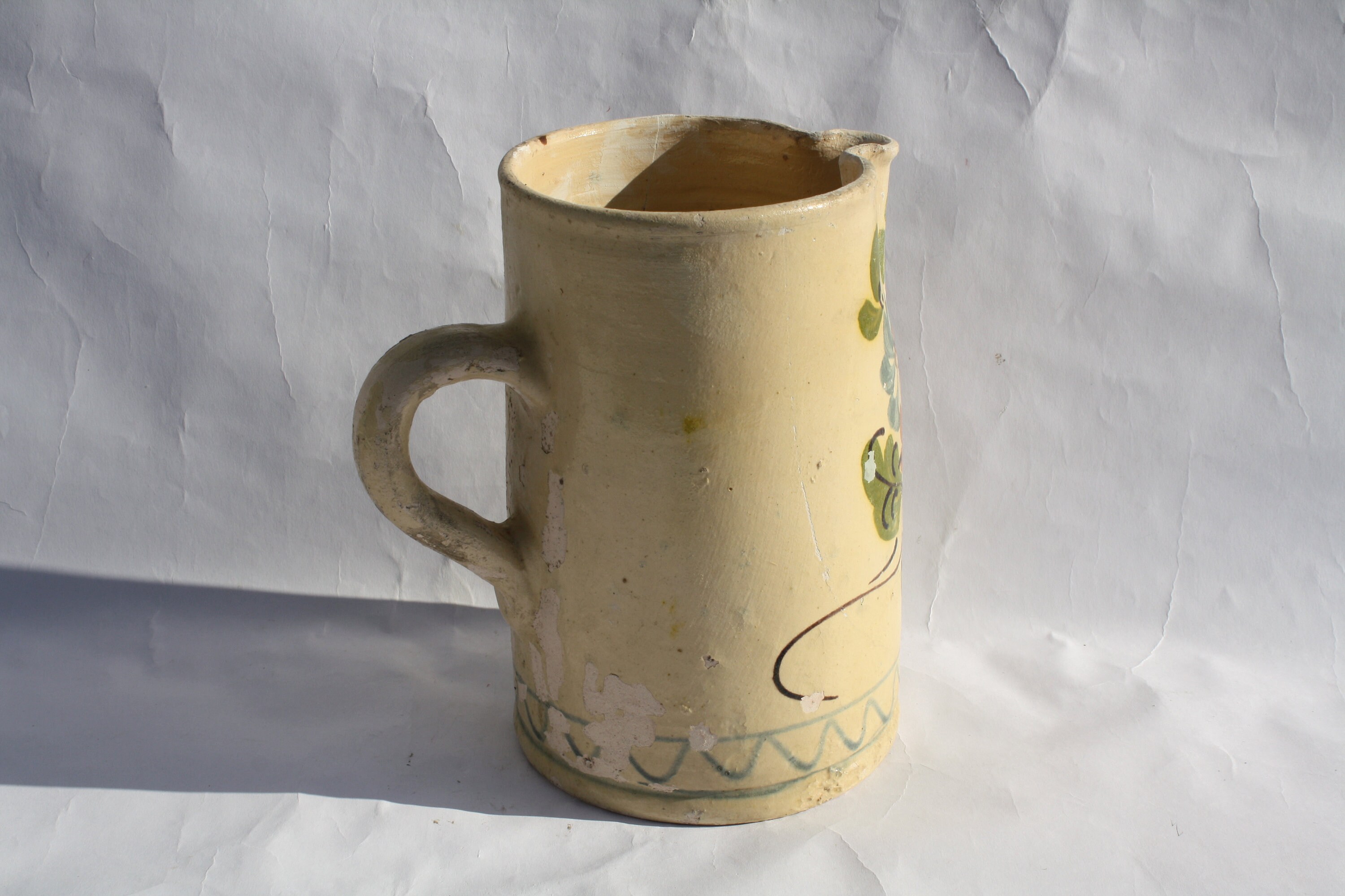 Antique Hungarian White Glazed Dotted Folk Pitcher, Traditional ...
