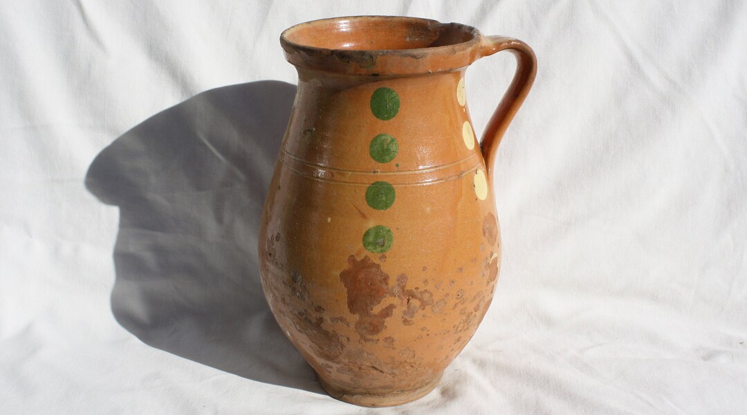 Antique Traditional Ethnographic Folk Dotted Decorated Jug, Very Old ...