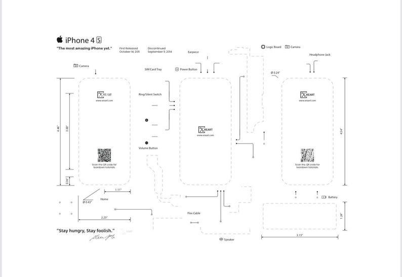 IPhone 4s Disassembled Template – Teardown Poster A3 | Digital Download ...