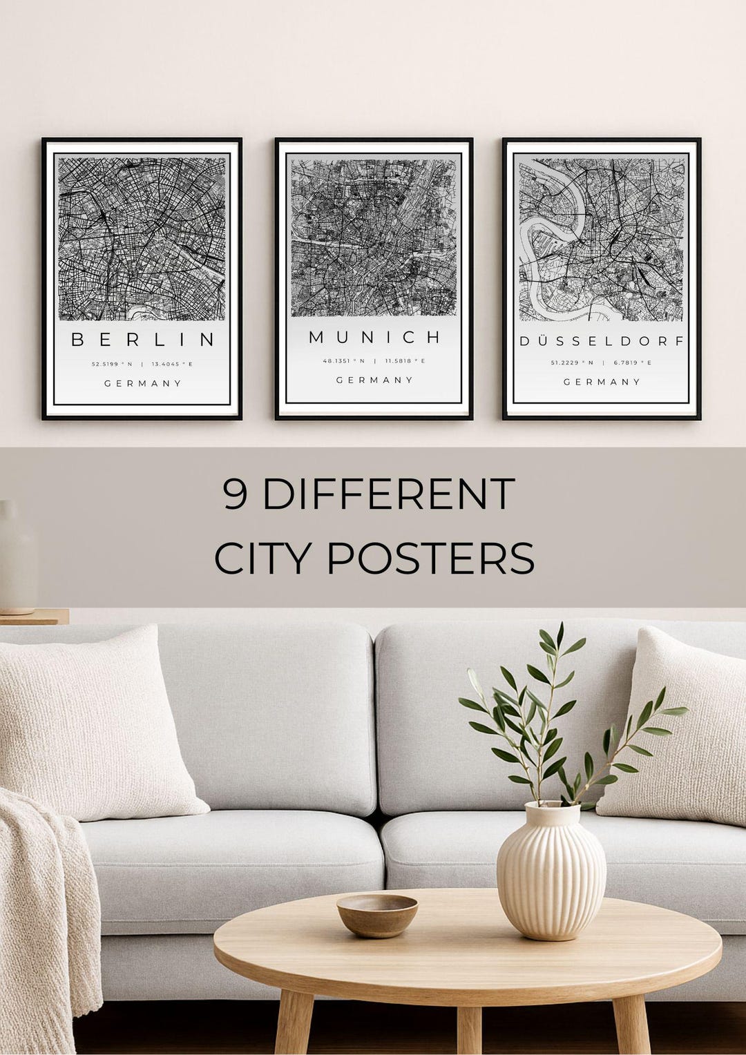 Set of Germany City Map Posters | Home Decor Wall Art | Fall Gift Idea ...