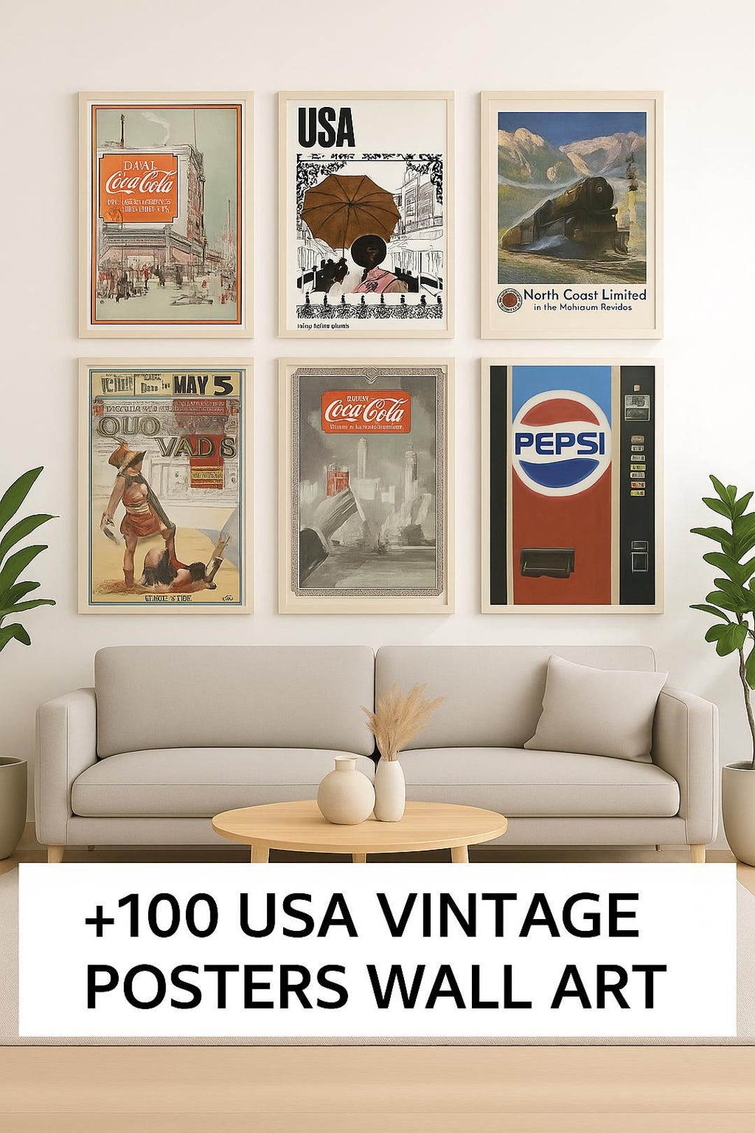 100+ USA Vintage Posters Wall Art | Retro Coca Cola Pepsi Ads | Old ...
