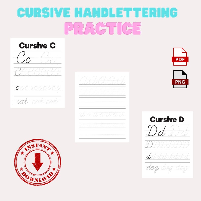 Cursive Handwriting Alphabet Practice Sheet for Kids | Simple Writing ...
