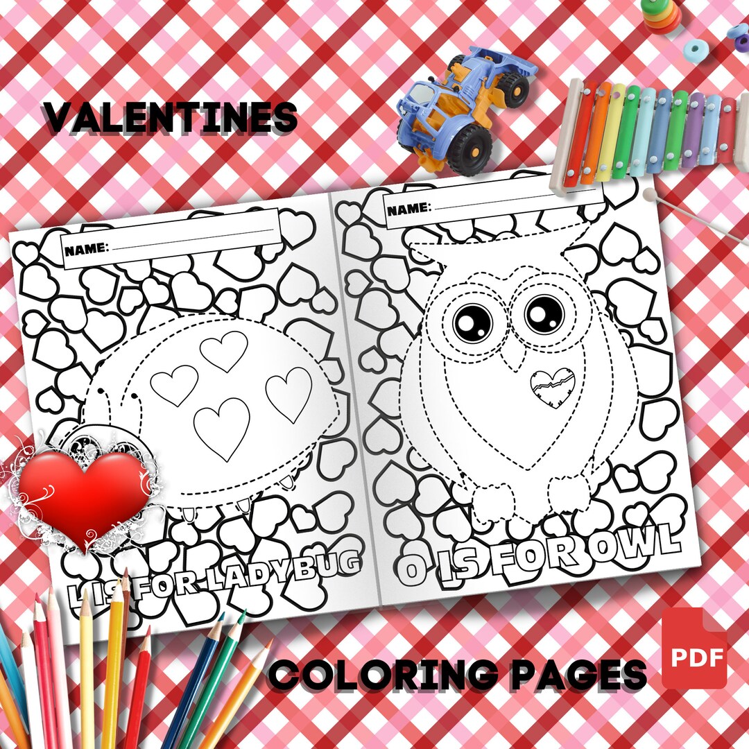 Valentines Alphabets Coloring Pages Valentine's Day - Etsy