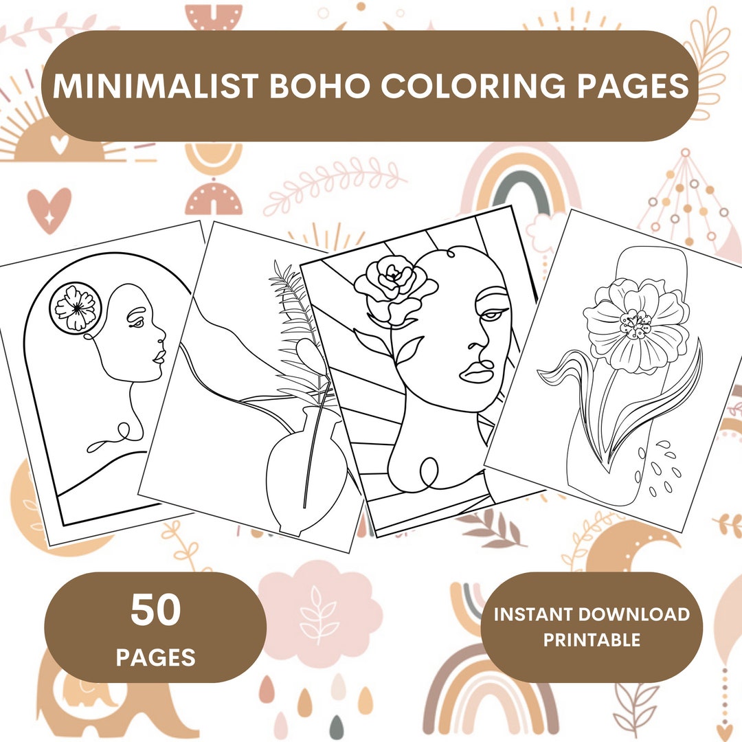 Minimalist Boho Coloring Pages for Adults Boho Printable - Etsy