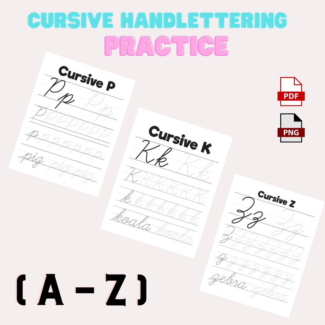 Cursive Handwriting Alphabet Practice Sheet for Kids | Simple Writing ...