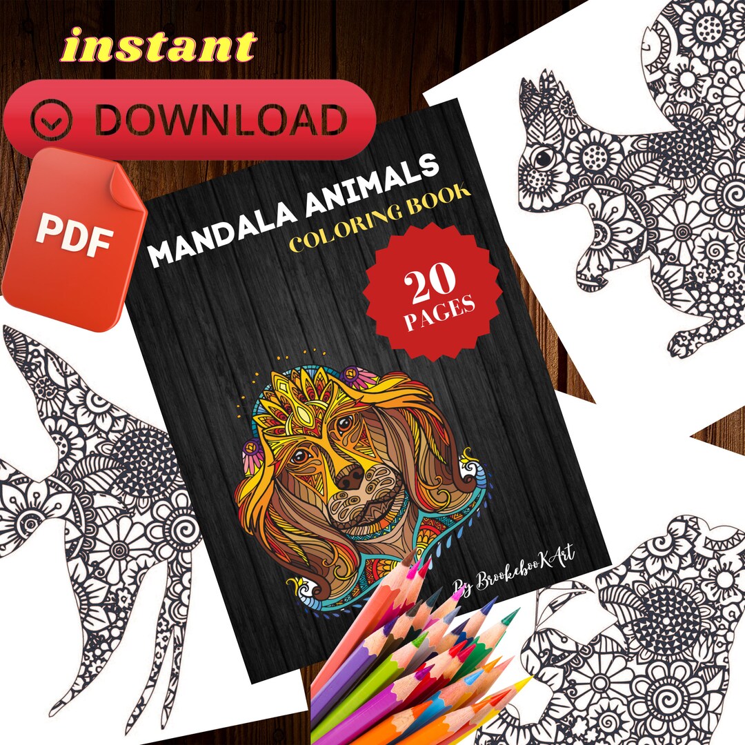 Animal Mandala Coloring Book Printable Coloring Pages Instant Download ...