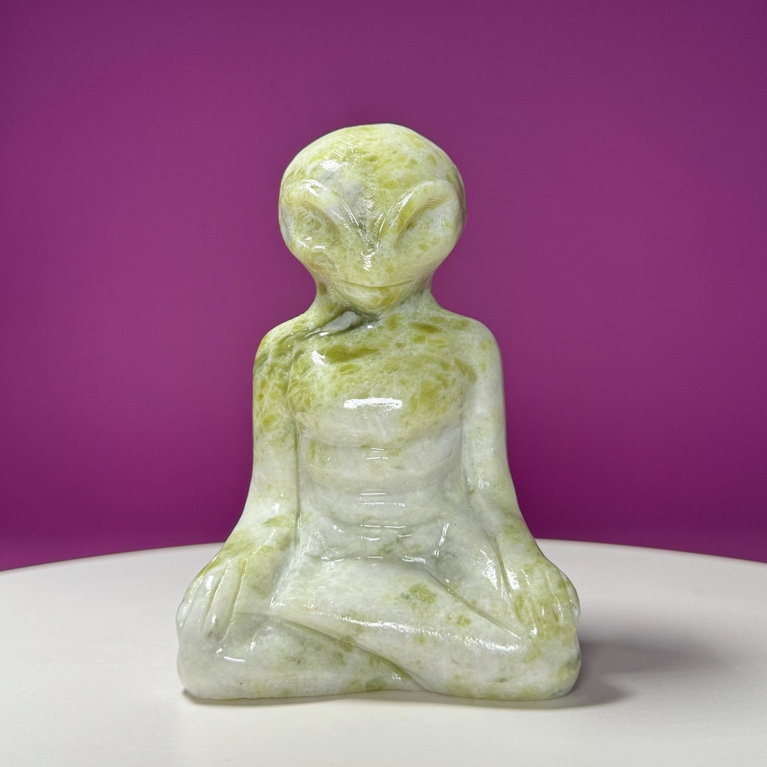 Green Jade Yoga Alien Carving - Etsy