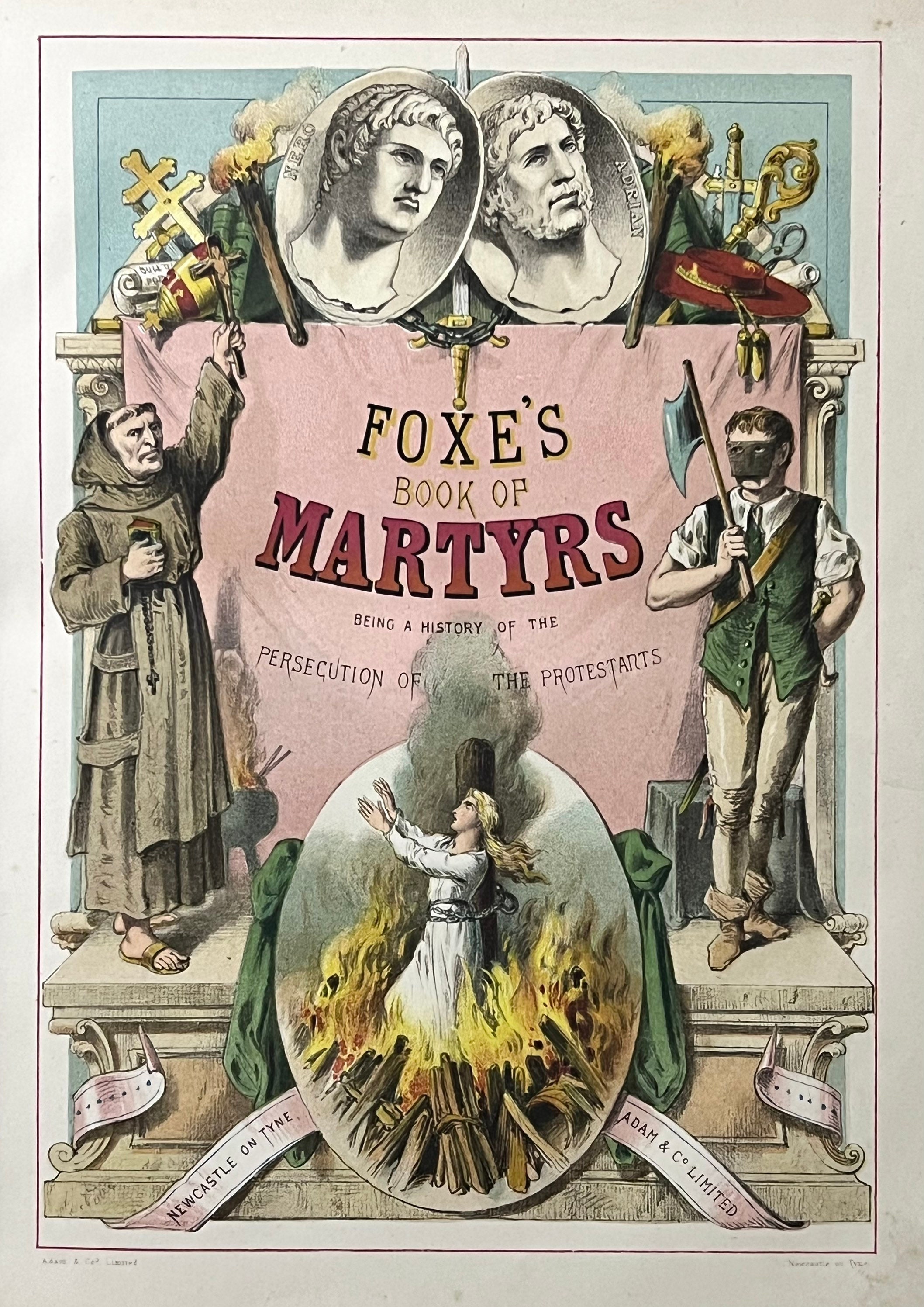 Foxe's Book of Martyrs. Huge Leather Tome With Chromolithograph Illustrations, Antique Hardcover ...