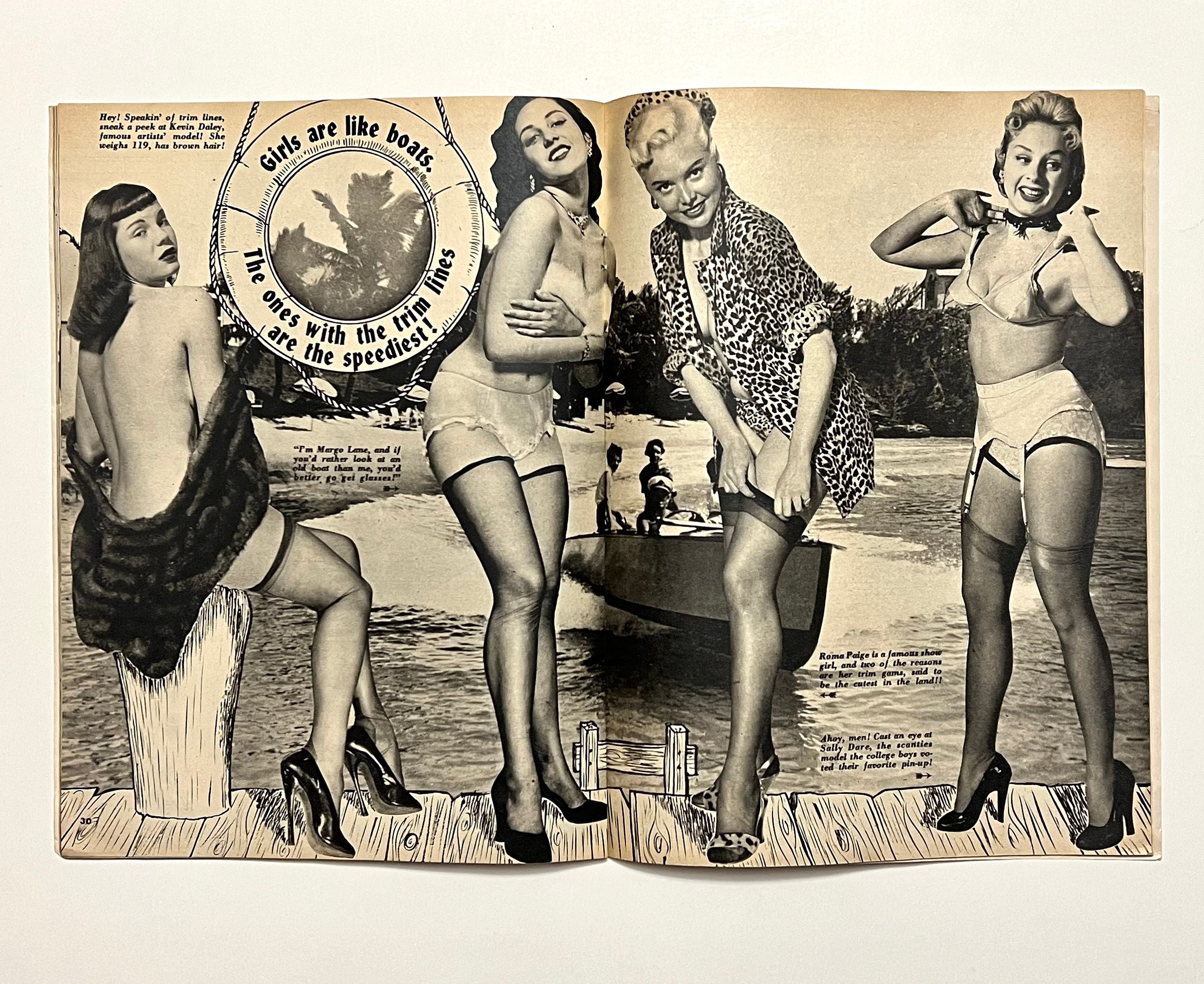 Betty Page in Wink: A Whirl of Girls. February 1955 Issue, Color Cover by Peter Driben. Pin-up ...