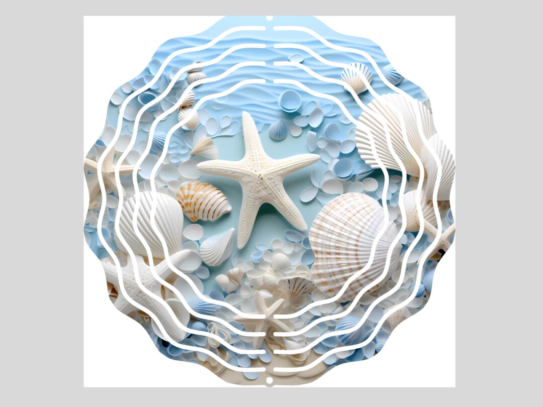 Sea Shells & Waves Wind Spinner With Smaller Identical Weight; Summer ...