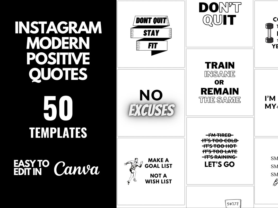 50 Instagram Positive Quote Pack | Editable Canva Quote Templates ...