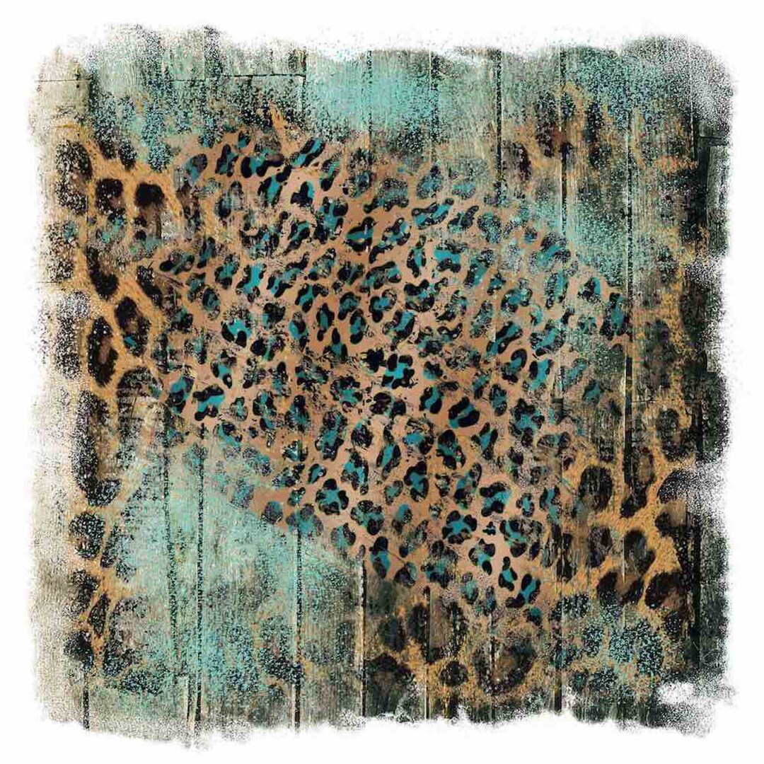 Leopard Print and Turquoise Grunge Background, Cheetah Background PNG ...