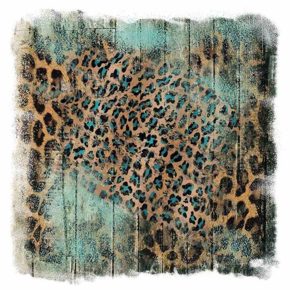 Leopard Print and Turquoise Grunge Background Cheetah - Etsy