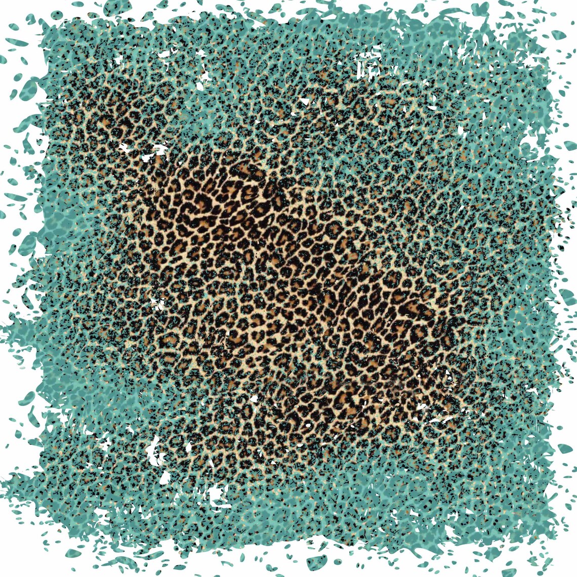 Leopard Print Turquoise Background Grunge Distressed PNG | Etsy