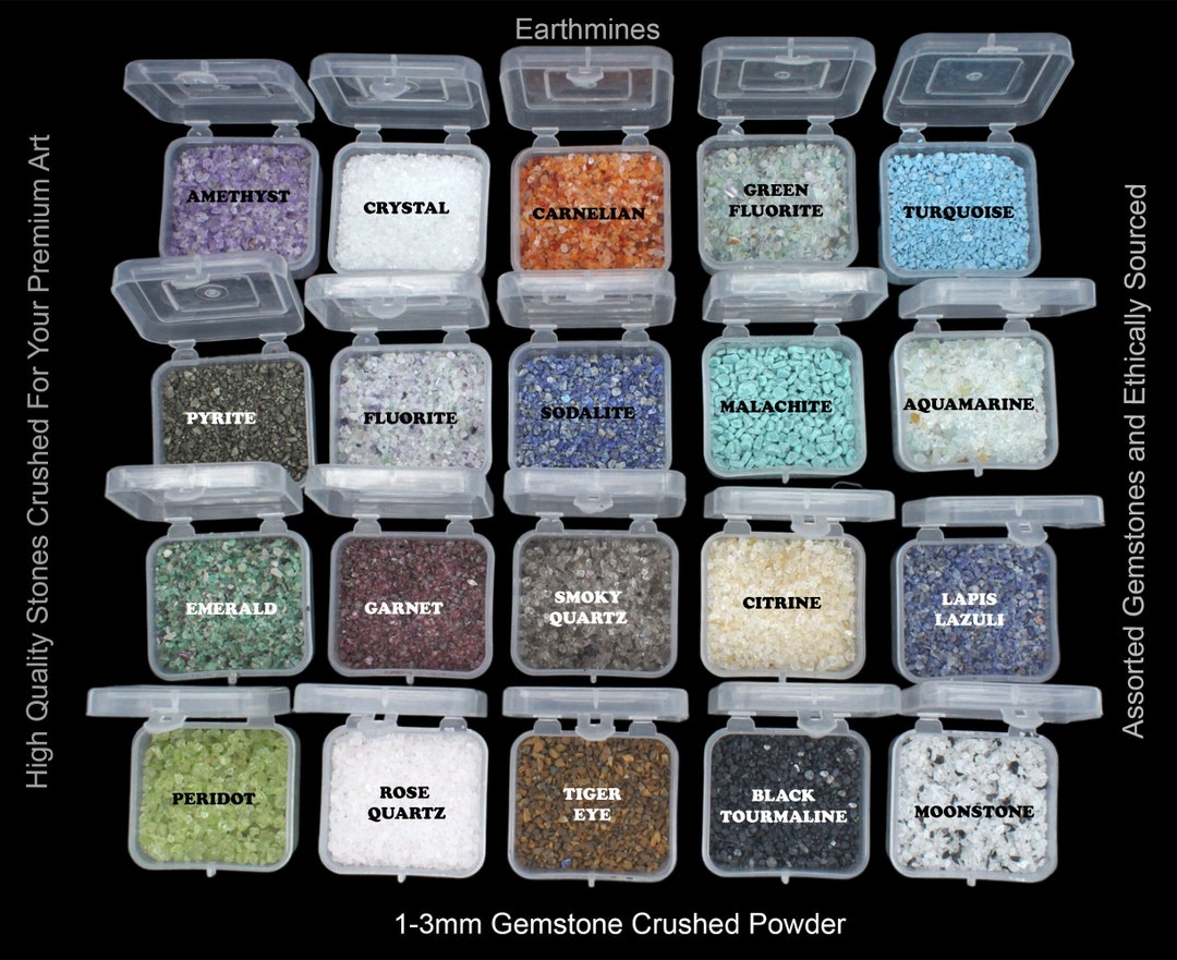 Gemstone Crushed Powder 1-3mm Box, Gift Gemstone Crushed Box, 30 Gram ...