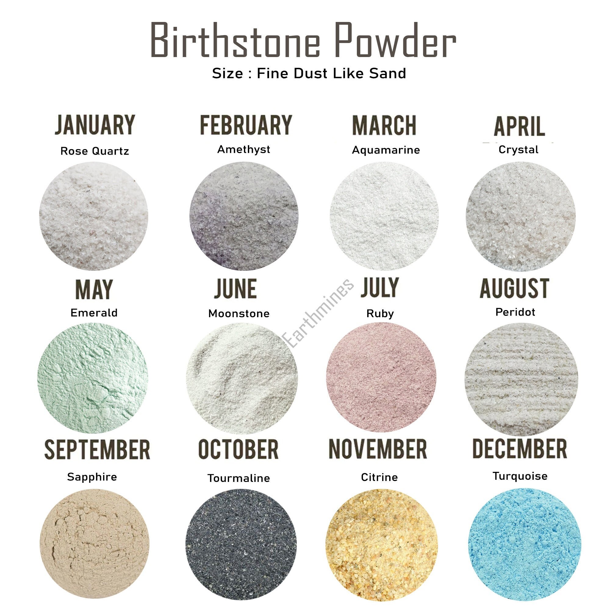 Birthstone Crushed Fine Raw Stone Powder Birthstone Powder - Etsy