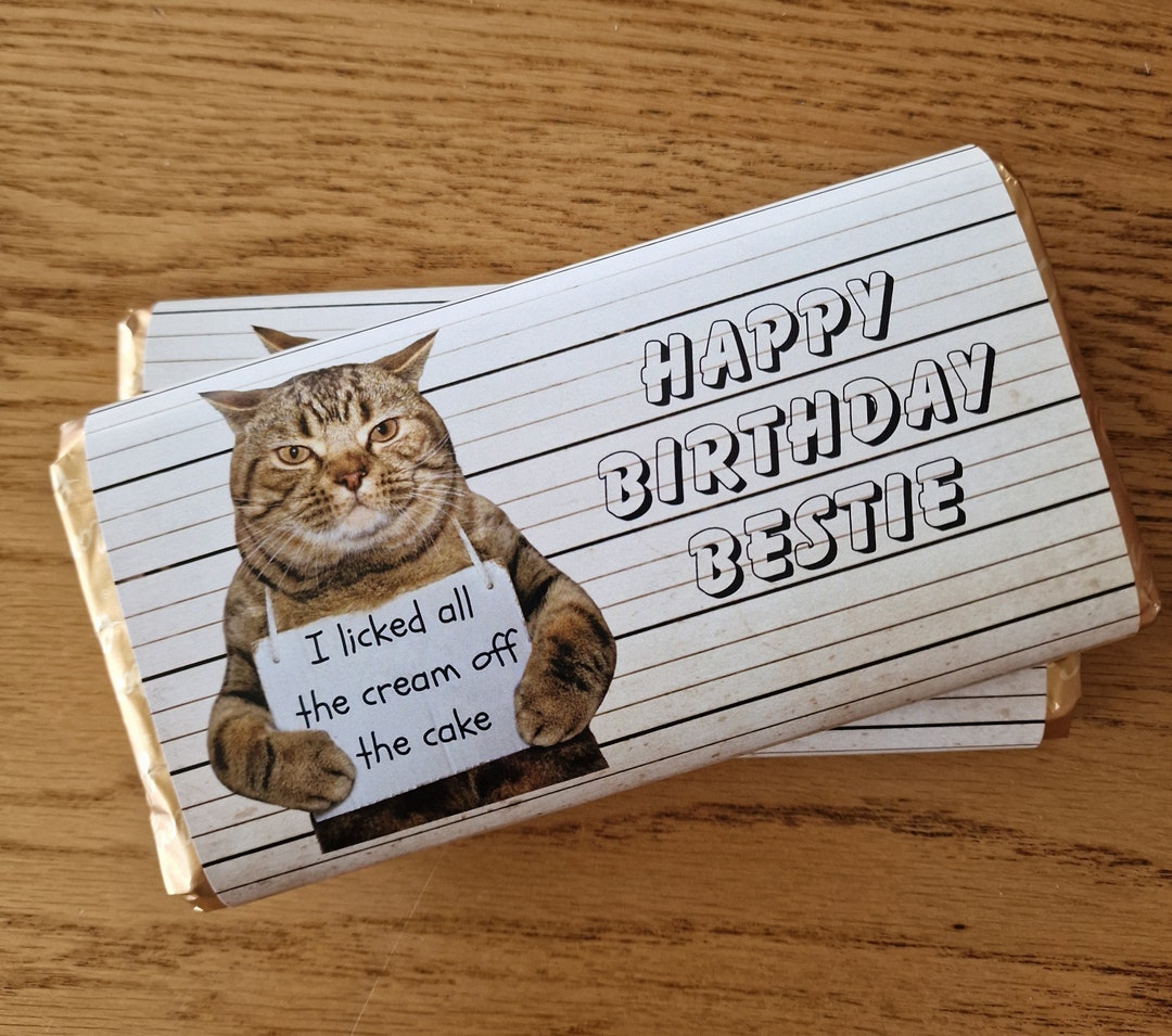 PERSONALISED Chocolate Bar Wrapper, Cat Bestie Birthday Galaxy ...