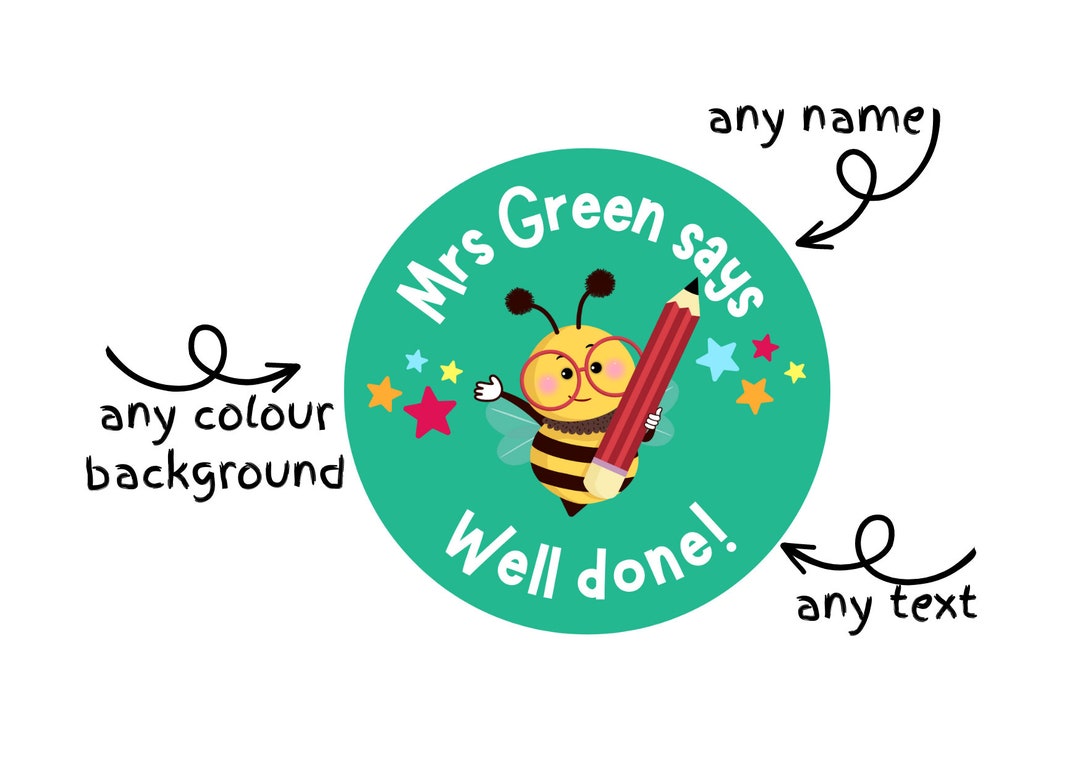 Personalised Well Done Teacher Stickers, Merit Sticker, Reward Praise ...