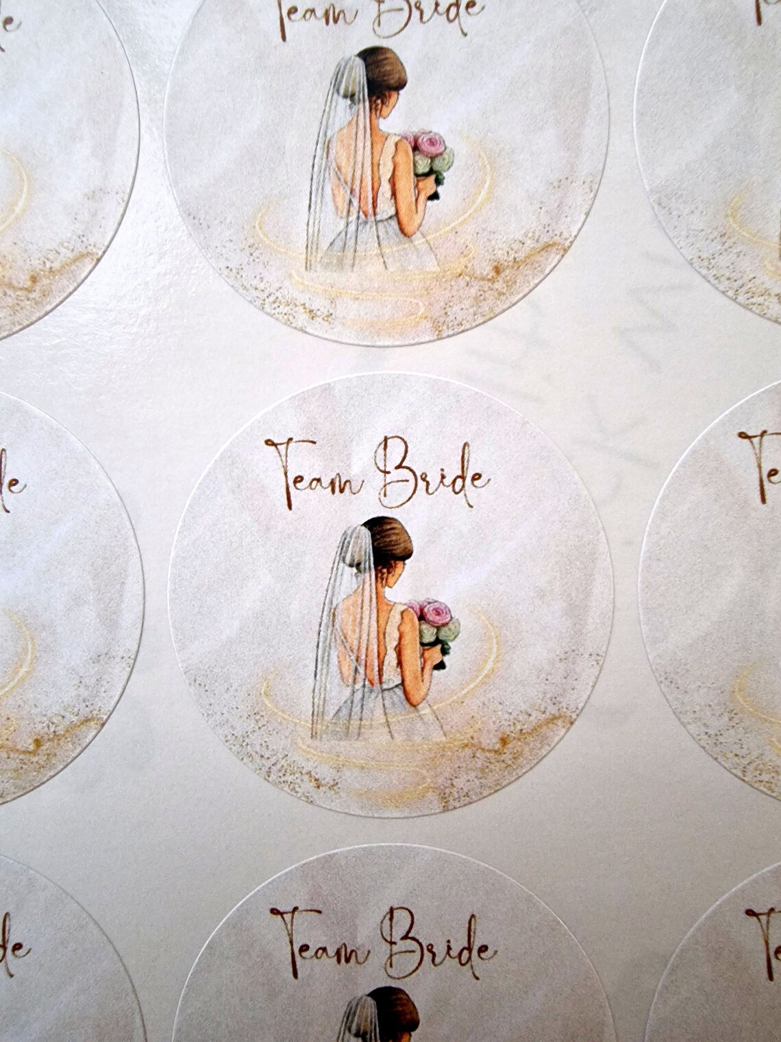 Personalised Team Bride Stickers: Wedding Favour Labels - Etsy UK