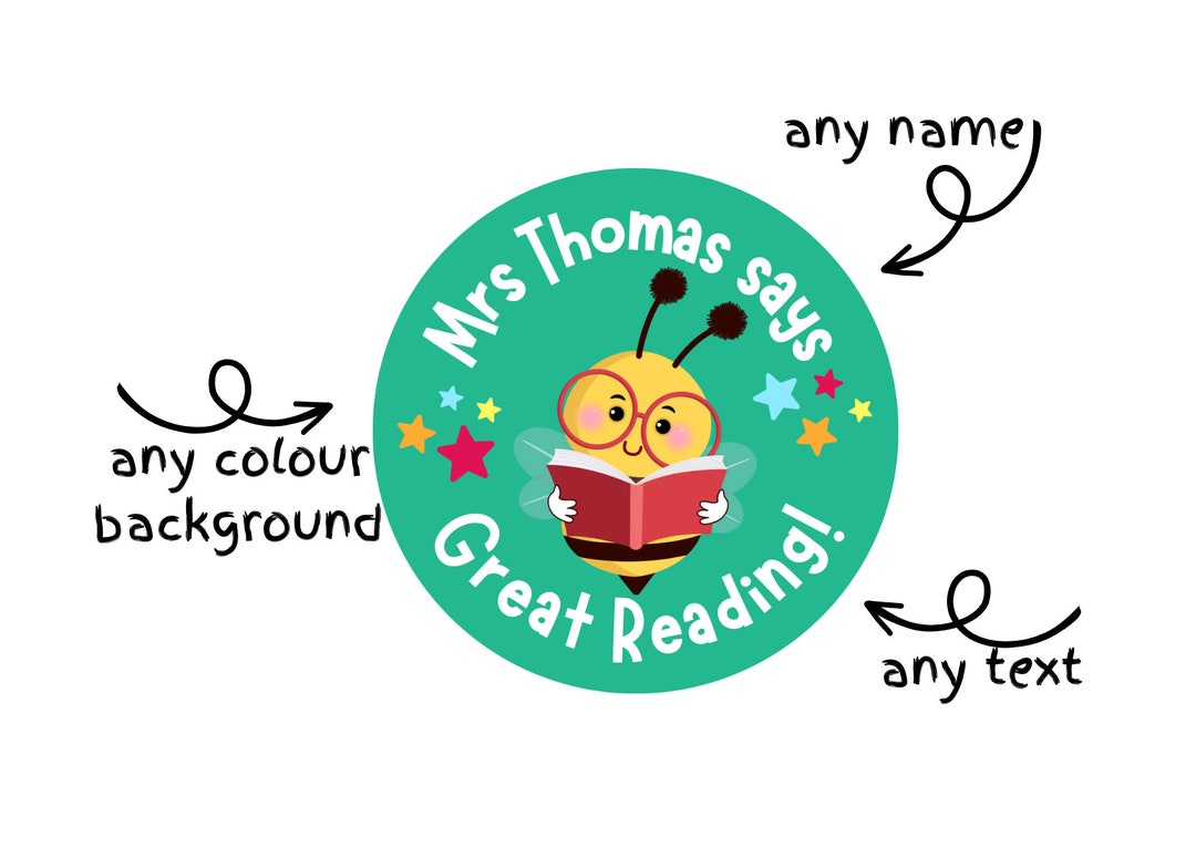 Personalised Great Reading Teacher Stickers, Merit Sticker, Reward ...