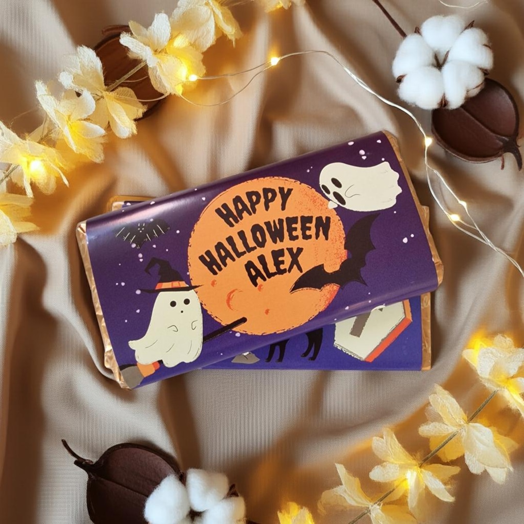 HALLOWEEN Personalised Chocolate Bar Wrapper, Personalised Galaxy ...