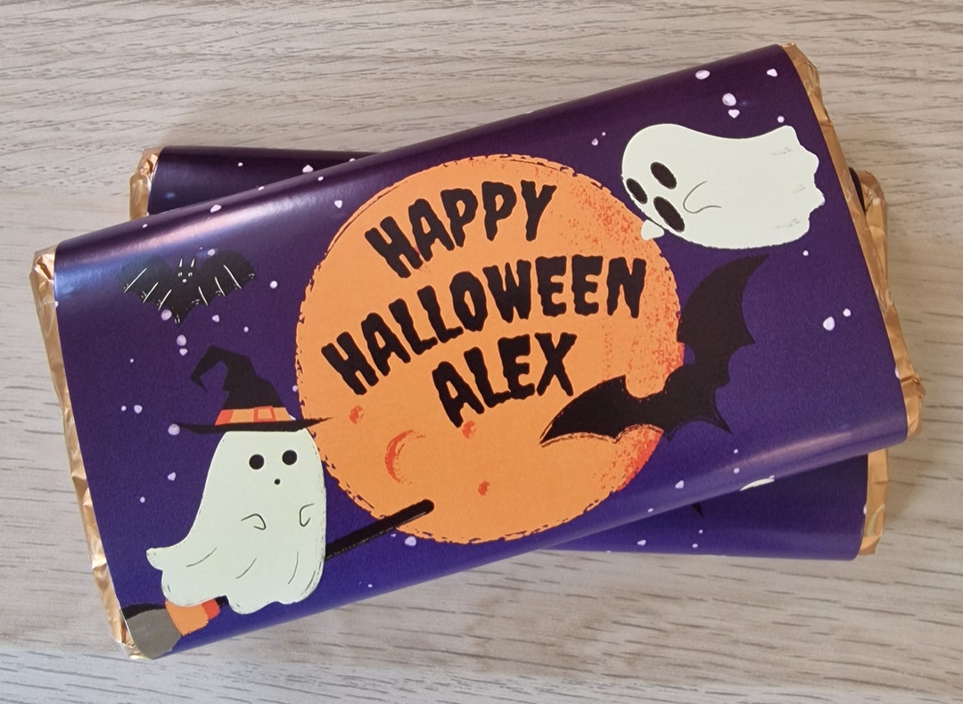 HALLOWEEN Personalised Chocolate Bar Wrapper, Personalised Galaxy ...