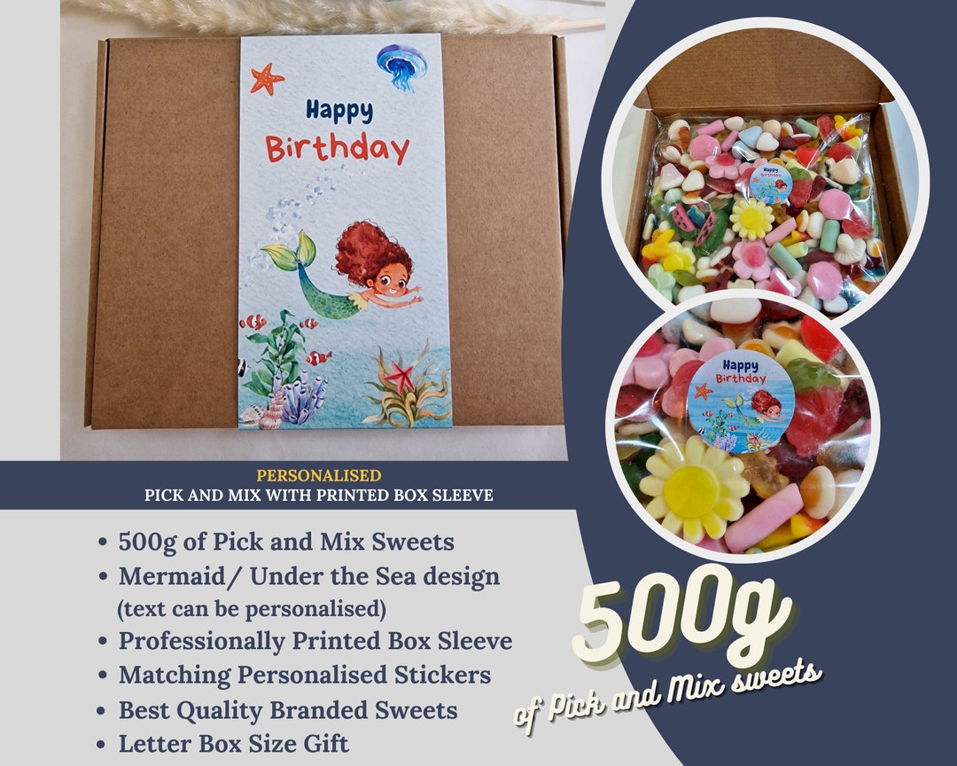 Personalised Mermaid Birthday Sweet Box Pick N Mix Sweets Letterbox ...