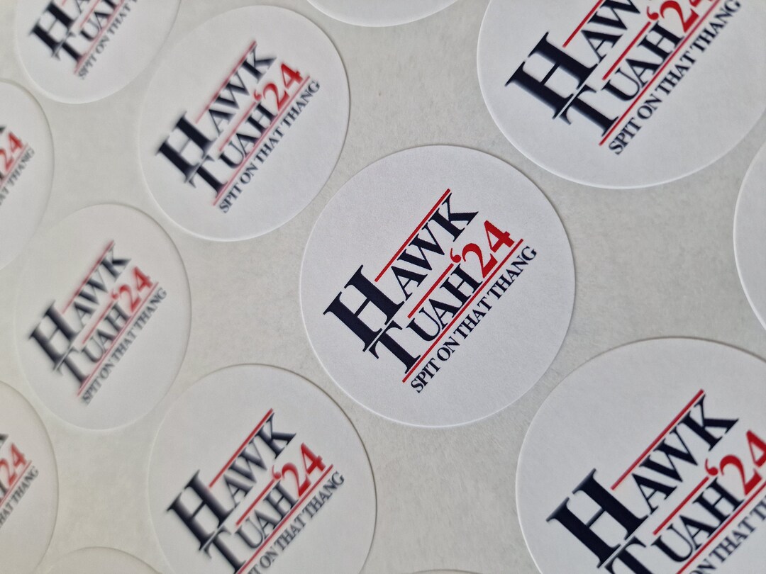 Hawk Tuah Round Stickers, Hawk Tuah Label, Funny Circle Stickers, Hawk ...