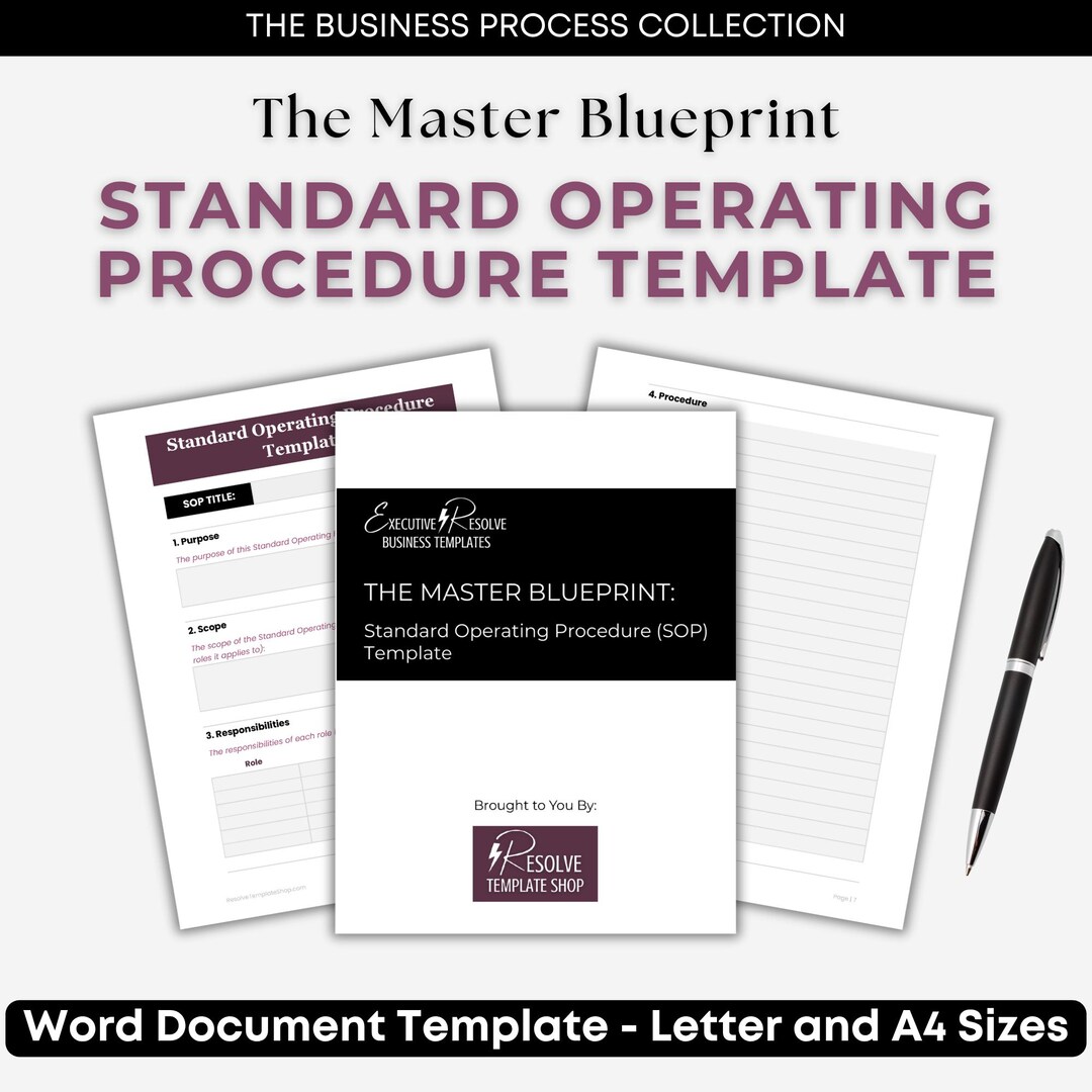 SOP Template: Standard Operating Procedure, Editable Word Document ...