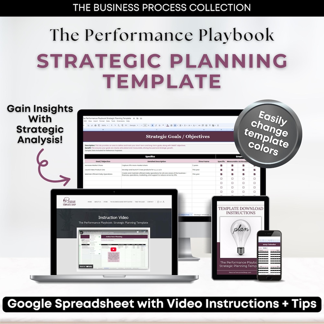 Strategic Planning Template: Editable Google Sheet With Instruction ...