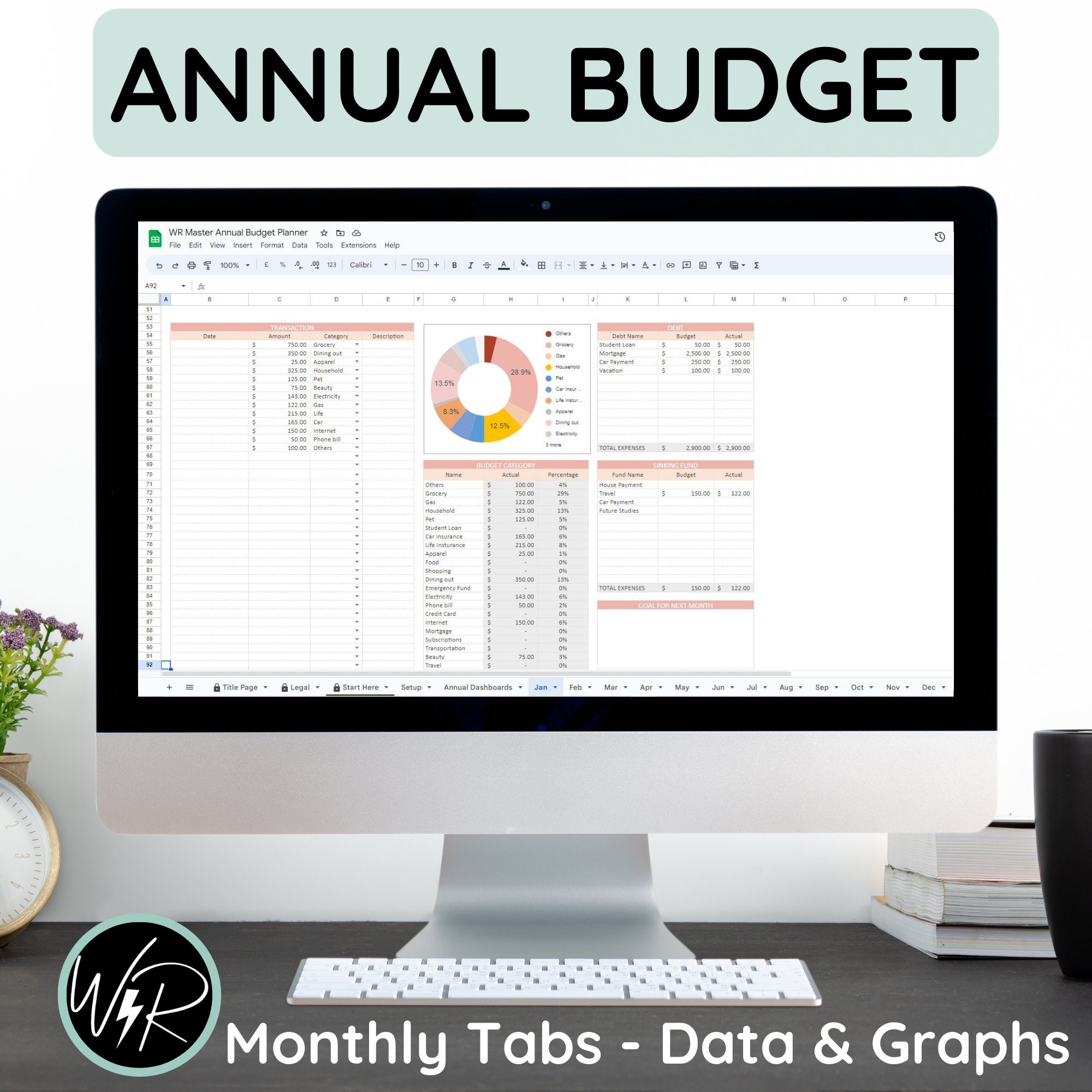 Finance Tracker Spreadsheet Template for Simple Budget - Etsy