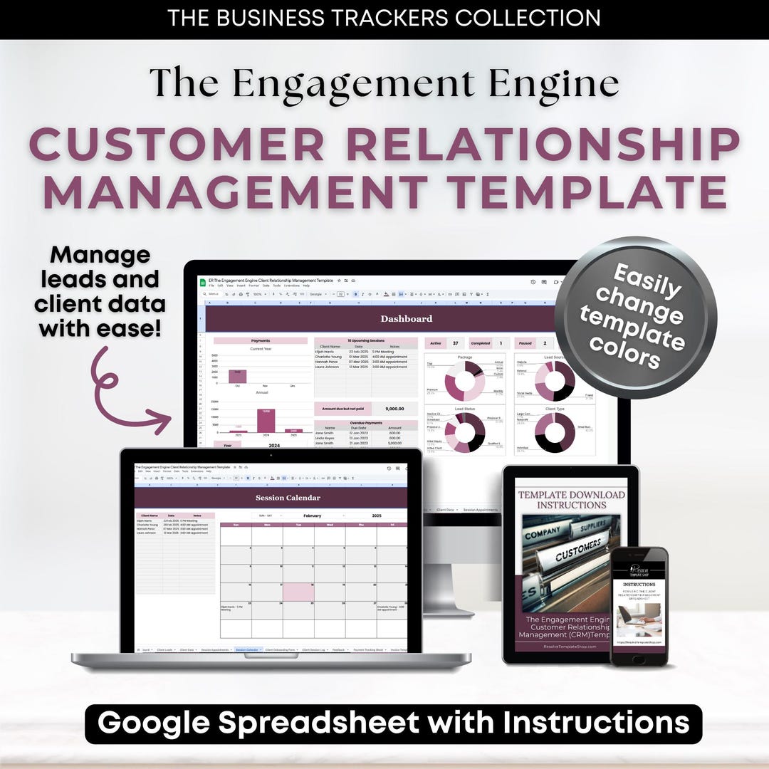 Client Relationship Management Template: Google Sheets CRM (digital ...