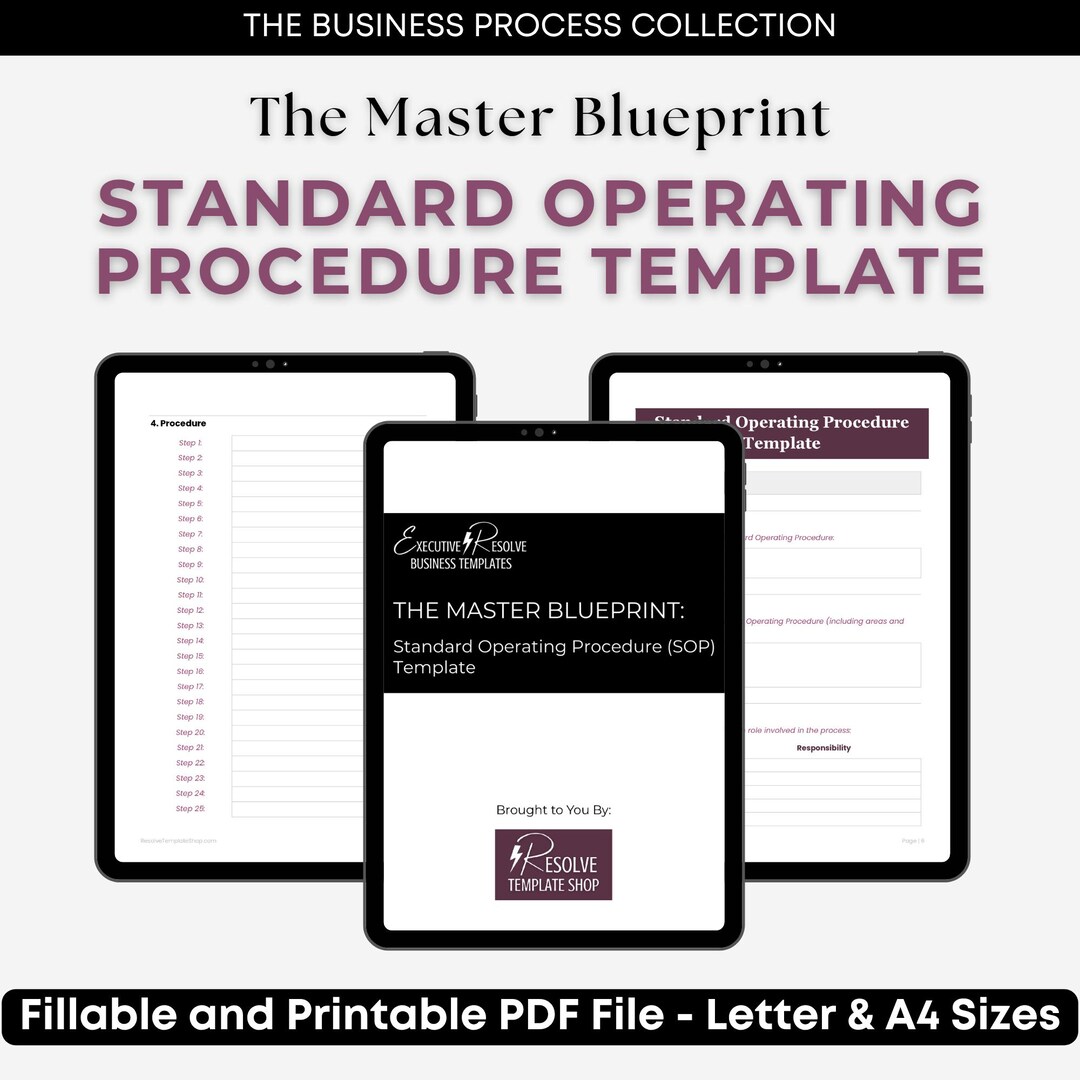 SOP Template: Standard Operating Procedure (fillable PDF) - Etsy