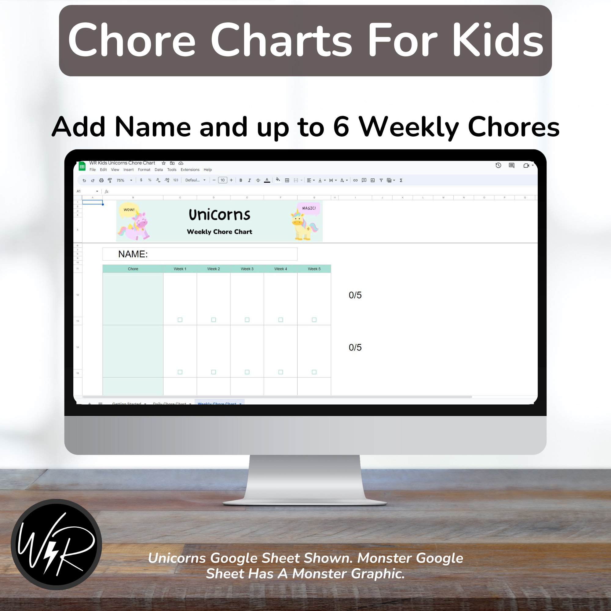 Weekly Chore Chart Templates for Kids. Child Tracker and - Etsy