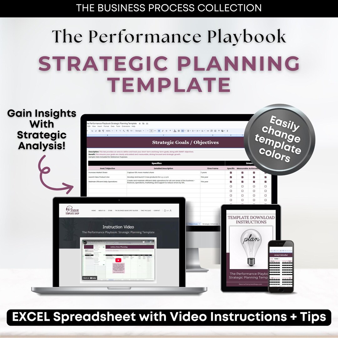 Strategic Planning Template: Excel Spreadsheet With Instruction Video ...