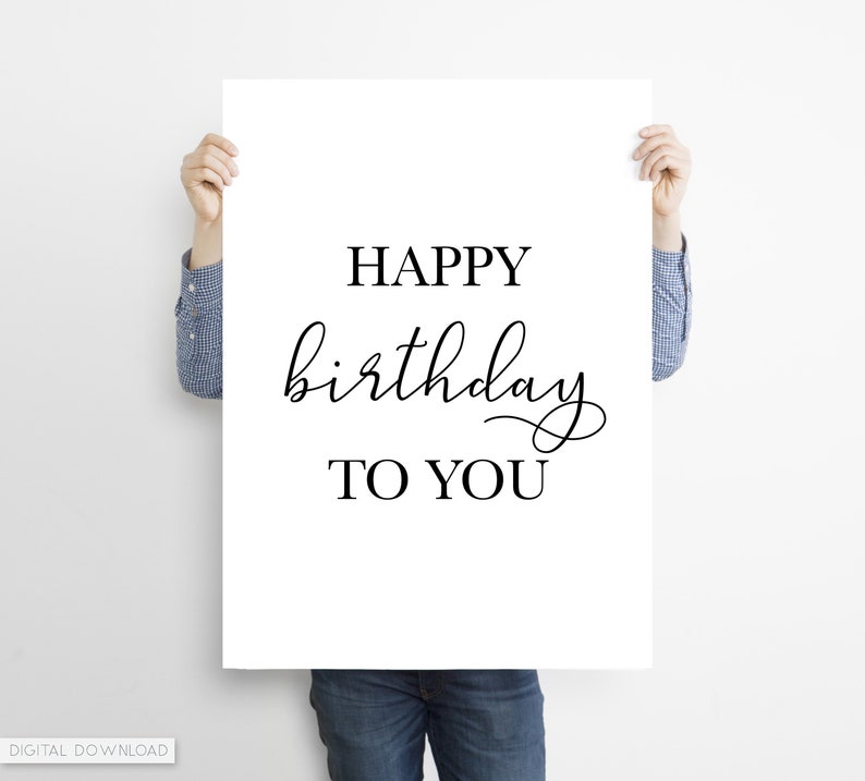 Happy Birthday Printable Sign for Card Poster Art Wall - Etsy