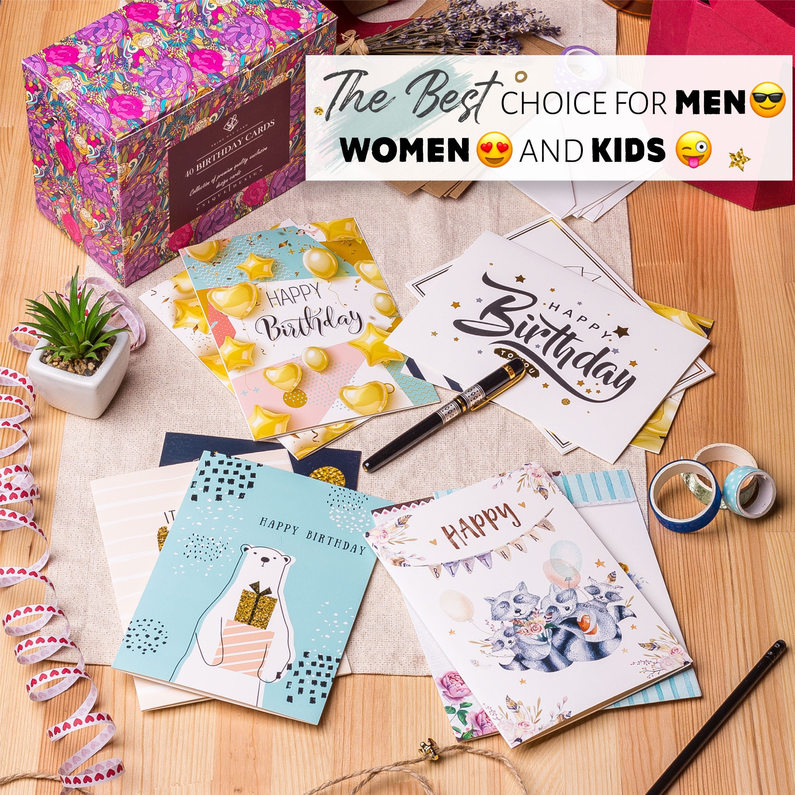 Happy Birthday Cards Assortment - Cards in Bulk - 40 Pack Unique ...