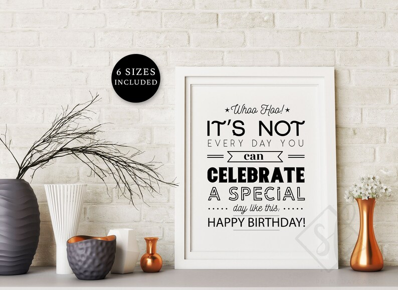Happy Birthday Printable Sign for Card Poster Art Wall Birthday ...