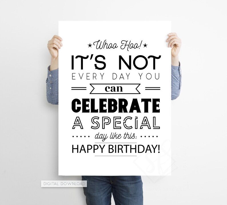 Happy Birthday Printable Sign for Card Poster Art Wall- Birthday ...