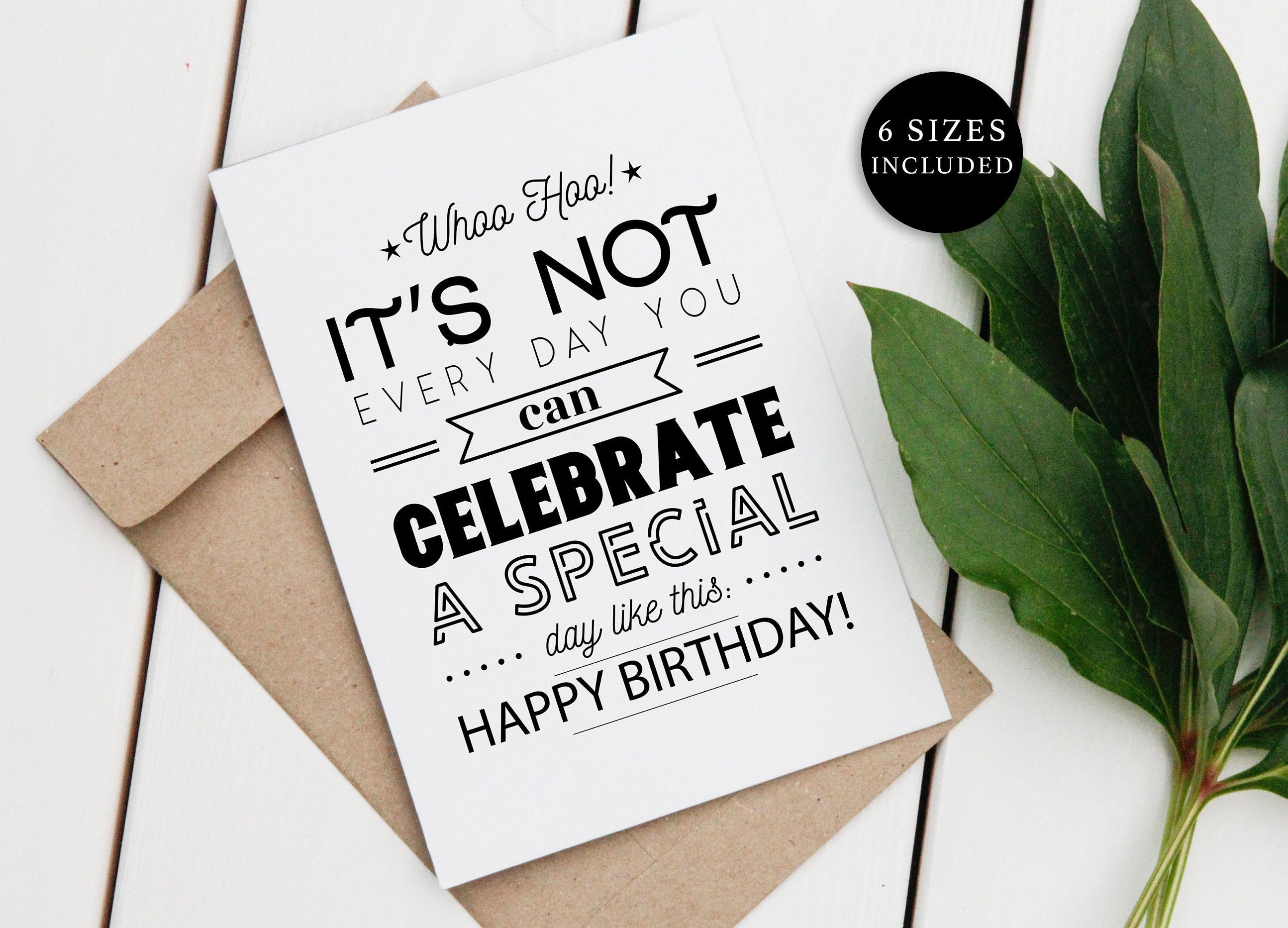 Printable Birthday Card: Minimalist Typography Art (digital Download ...