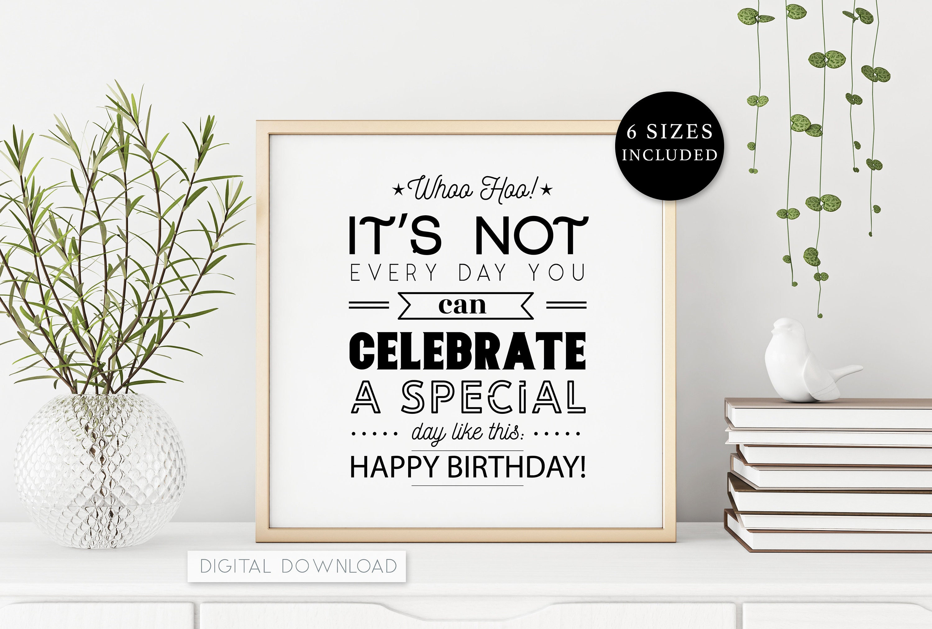 Happy Birthday Printable Sign for Card Poster Art Wall- Birthday ...