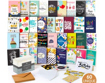Assorted Birthday Card Pack, Card Set, Handmade Greeting, Happy ...